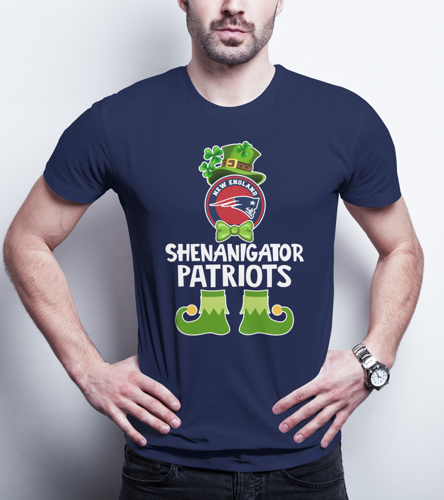 Funny Leprechaun St. Patrick's Day Shenanigator New England Patriots T-Shirt