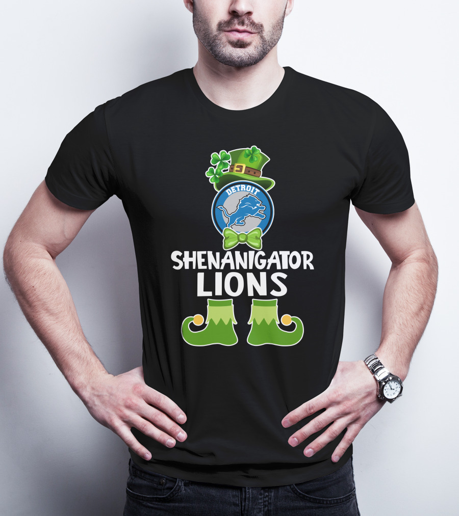 Detroit Shenanigator Leprechaun Lions St. Patrick's Day T-Shirt