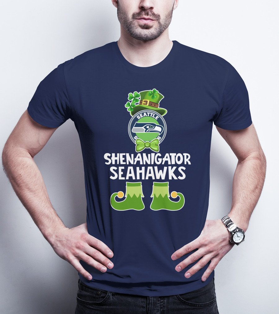 Shenanigator Leprechaun St. Patrick's Day Seattle Seahawks T-Shirt