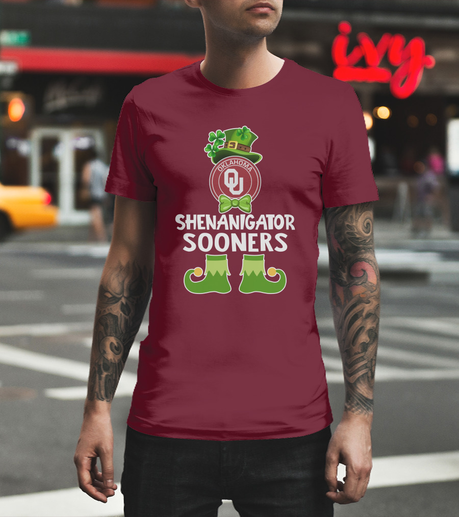 Shenanigator Oklahoma Sooners Funny Leprechaun St. Patrick's Day T-Shirt