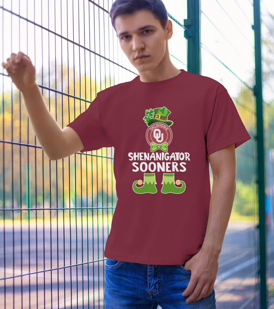 Shenanigator Oklahoma Sooners Funny Leprechaun St. Patrick's Day T-Shirt