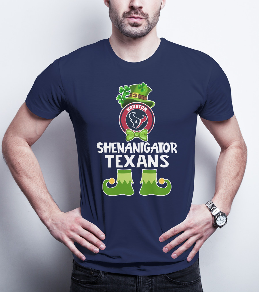 Shenanigator Houston Texans Leprechaun St. Patrick's Day T-Shirt