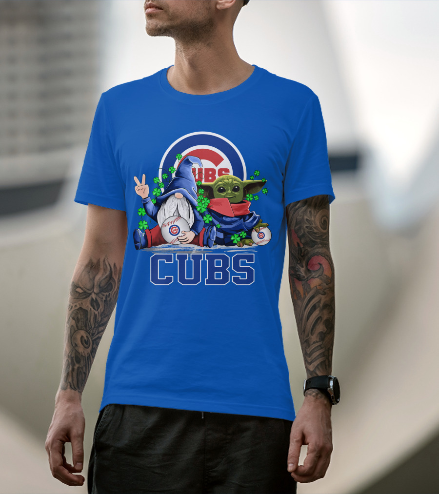 Chicago Cubs Leprechauns Gnomes Baby Yoda Baseball T-Shirt