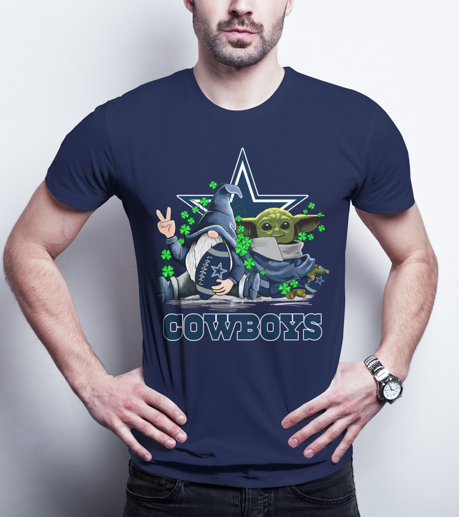 Cowboys Gnome Baby Yoda Shamrocks Dallas Football T-Shirt