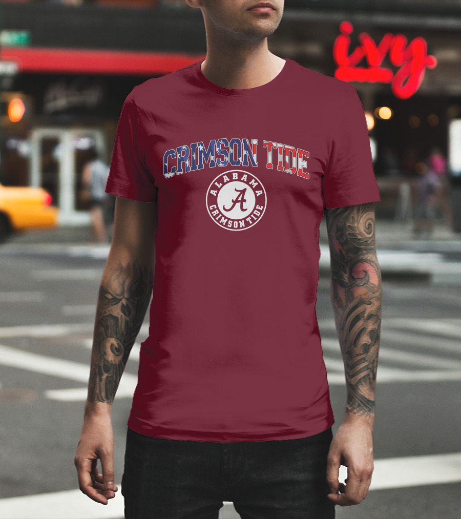 Alabama Crimson Tide American Flag Crimson Tide Circle T-Shirt