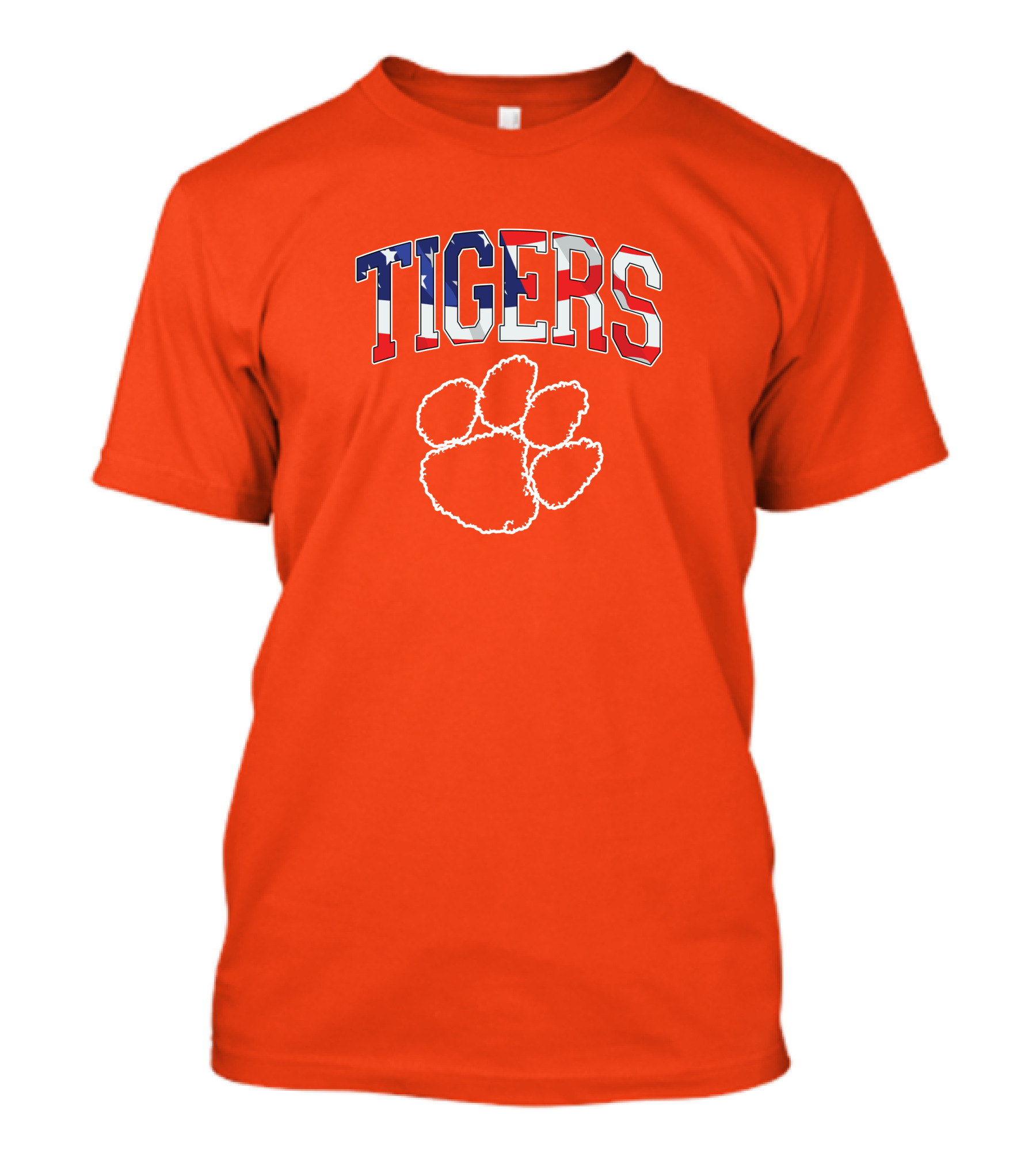 Tigers American Flag Paw Prints T-Shirt