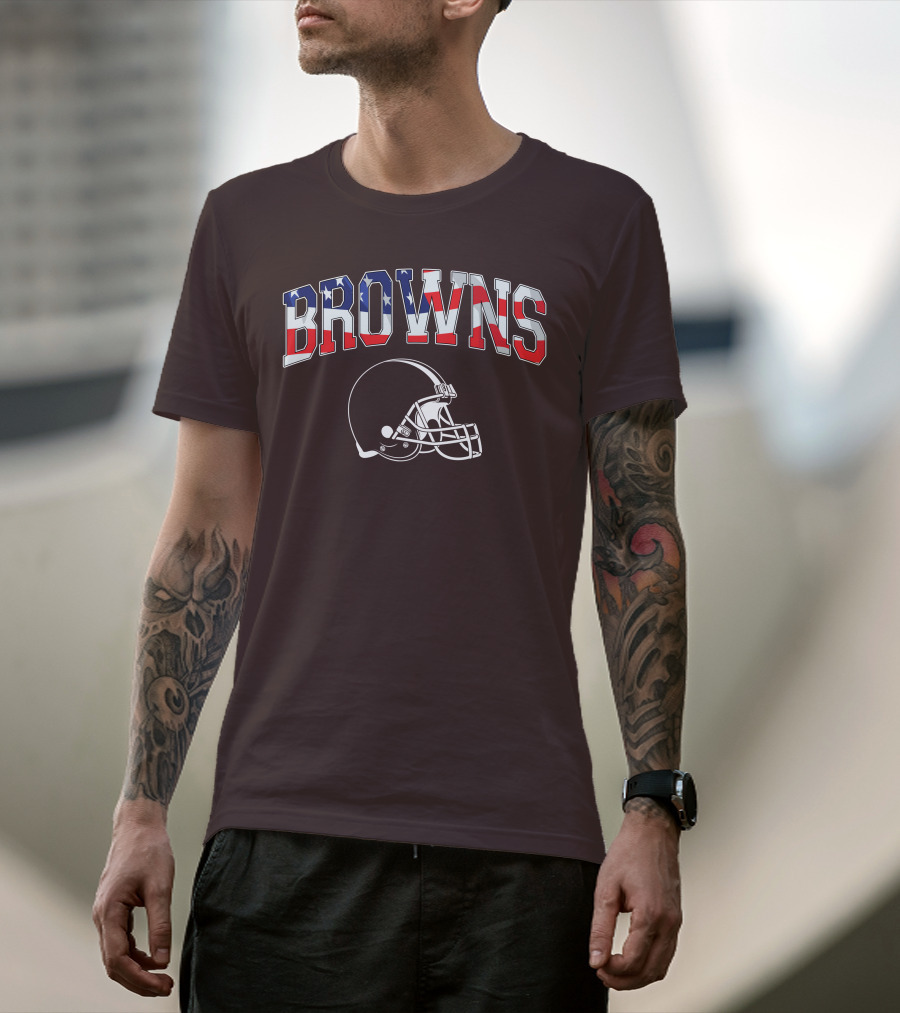 Browns American Flag Helmet T-Shirt