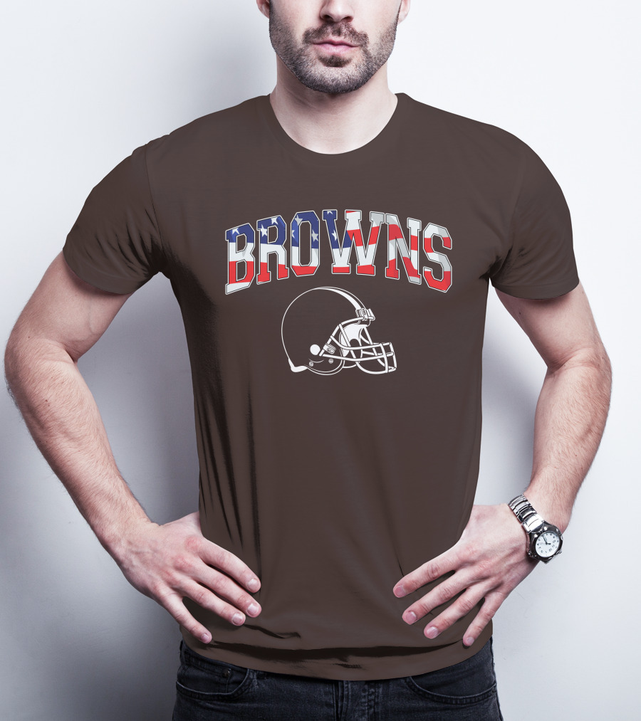 Browns American Flag Helmet T-Shirt