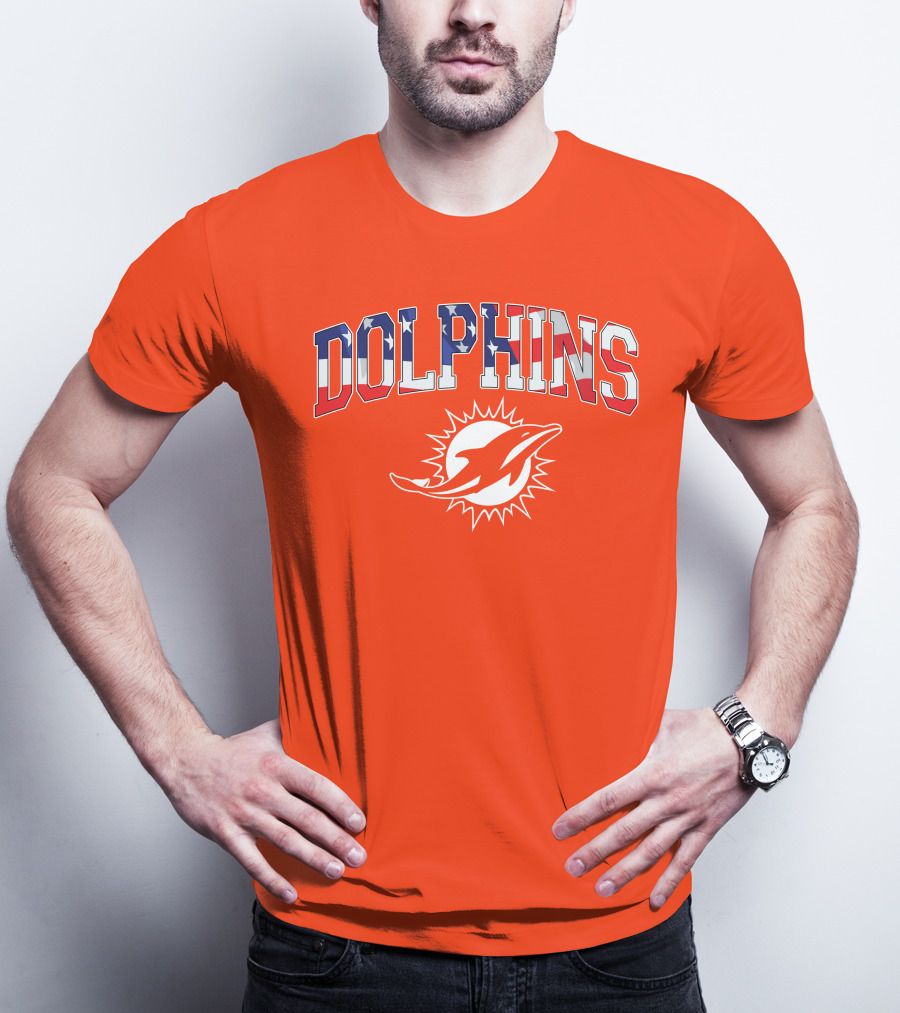 Dolphins American Flag Miami Football T-Shirt