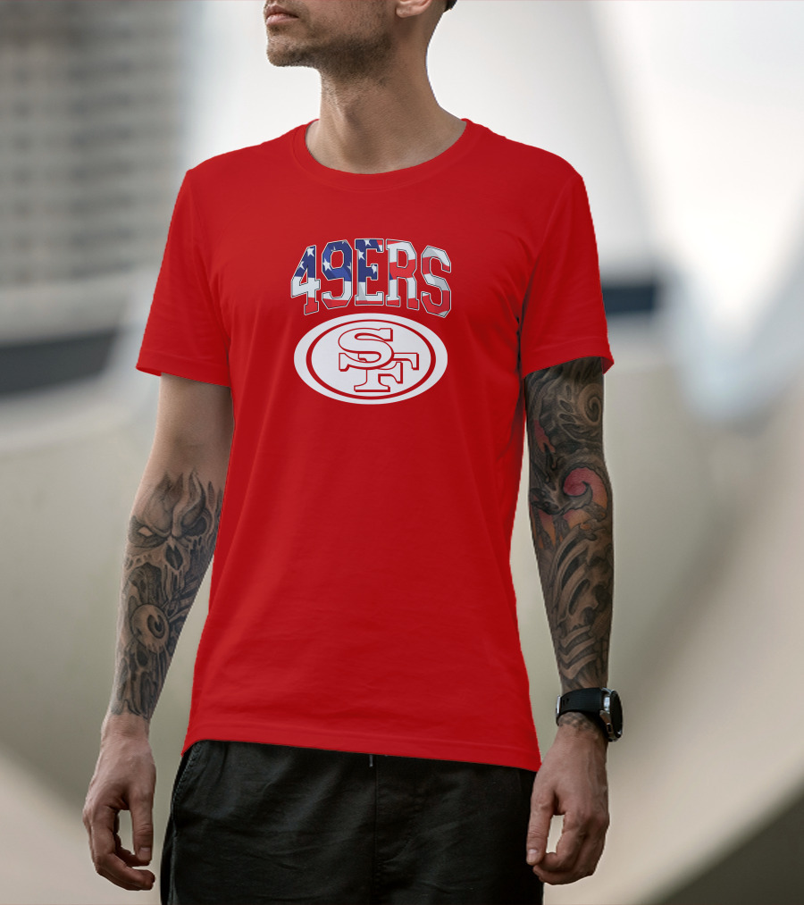 San Francisco 49ers 49ers American Flag SF Oval T-Shirt