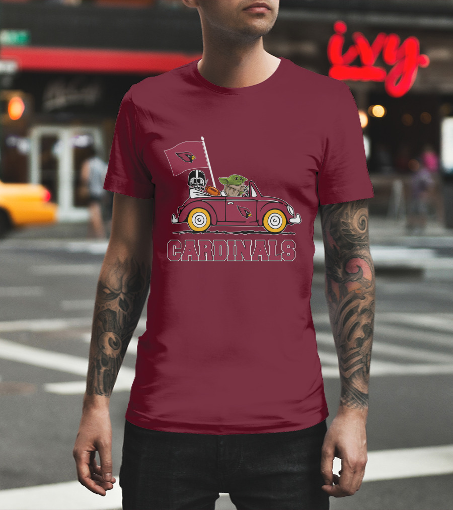 Arizona Cardinals Darth Vader Baby Yoda Car Star Wars T-Shirt
