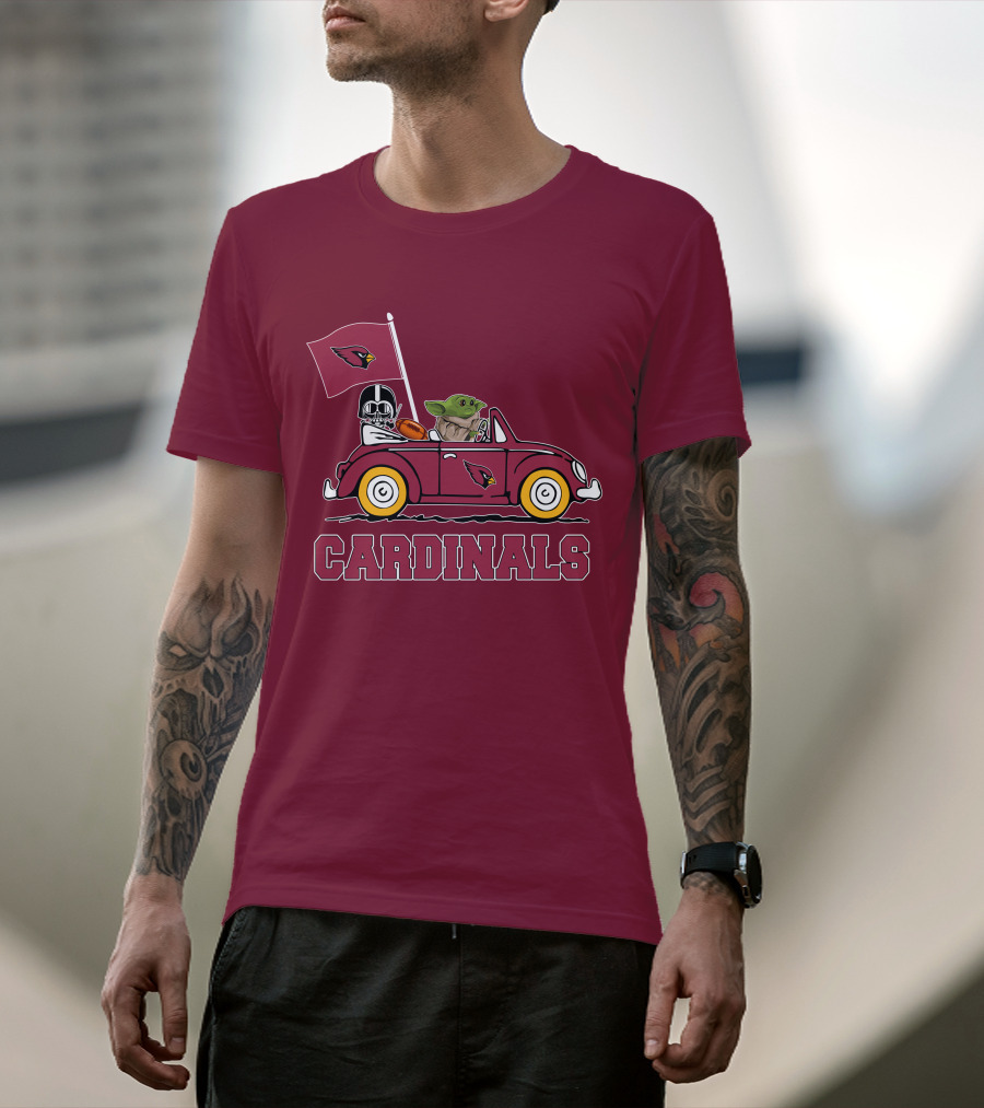 Arizona Cardinals Darth Vader Baby Yoda Car Star Wars T-Shirt