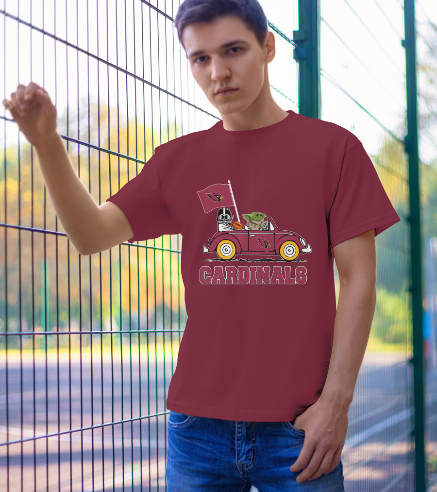 Arizona Cardinals Darth Vader Baby Yoda Car Star Wars T-Shirt