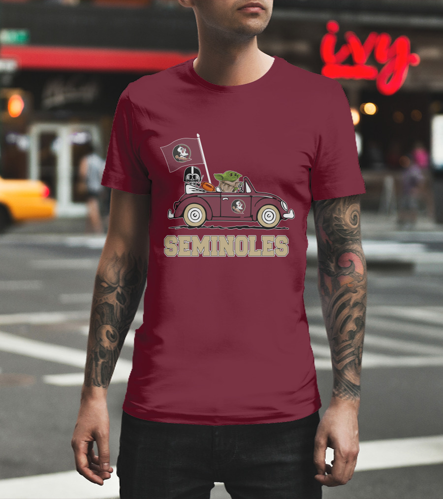 Seminoles Darth Vader Baby Yoda Driving Florida State Star Wars T-Shirt