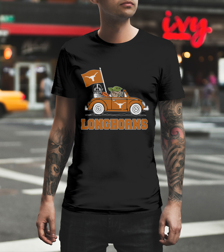 Longhorns Darth Vader Baby Yoda Driving T-Shirt