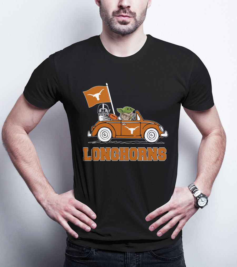 Longhorns Darth Vader Baby Yoda Driving T-Shirt
