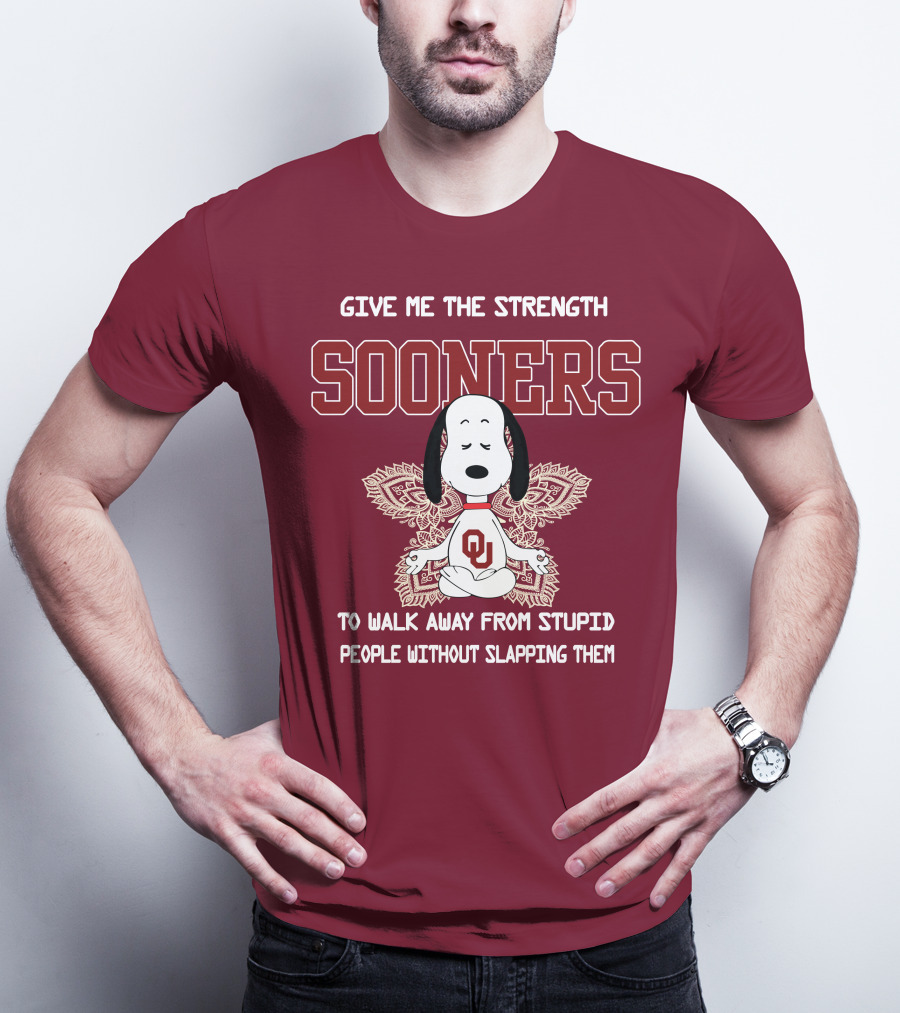 Give Me The Strength Sooners Snoopy OU Walk Away From Stupid People T-Shirt