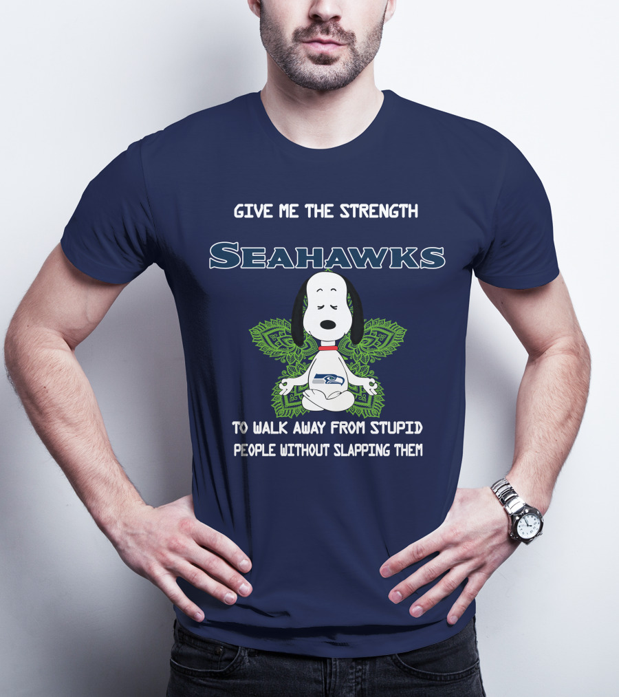 Seahawks Snoopy Yoga Give Me The Strength To Walk Away From Stupid People Without Slapping Them T-Shirt