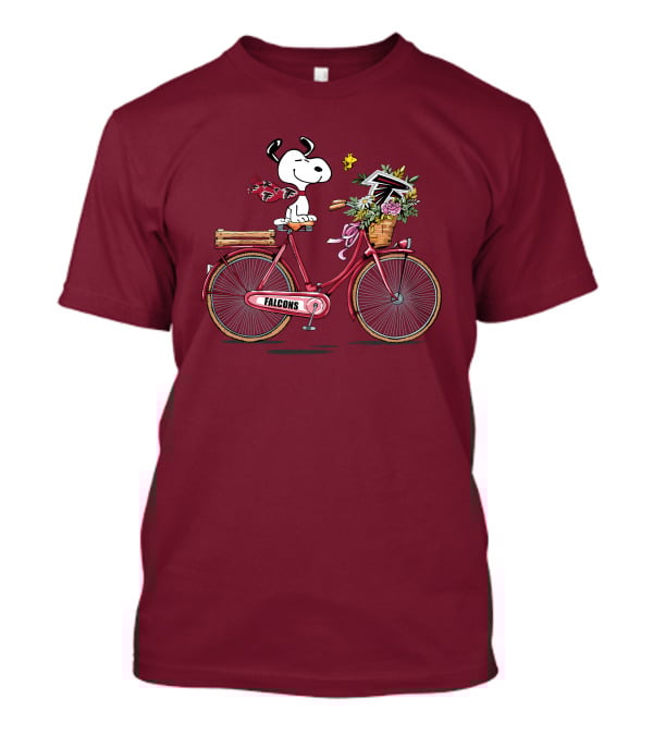 Atlanta Falcons Snoopy Woodstock Bicycle Adventure T-Shirt