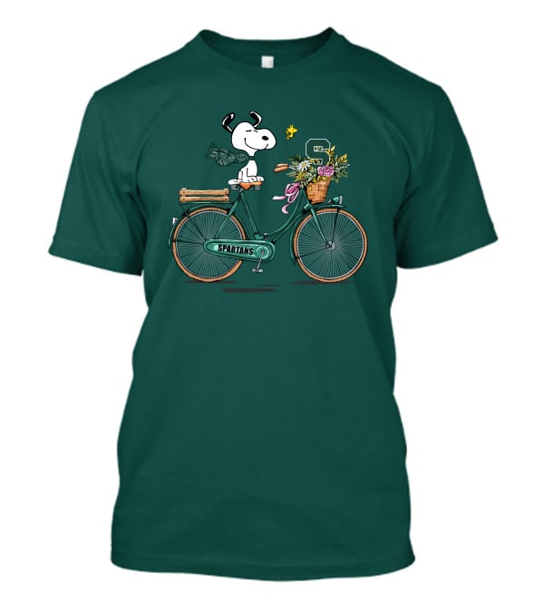 Michigan State Spartans Snoopy On Bicycle With Flowers T-Shirt