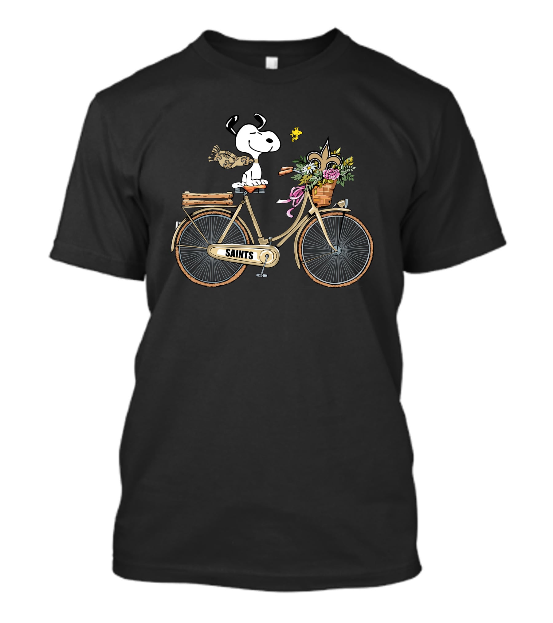New Orleans Saints Snoopy Bicycle Ride Fleur De Lis Football Fan T-Shirt