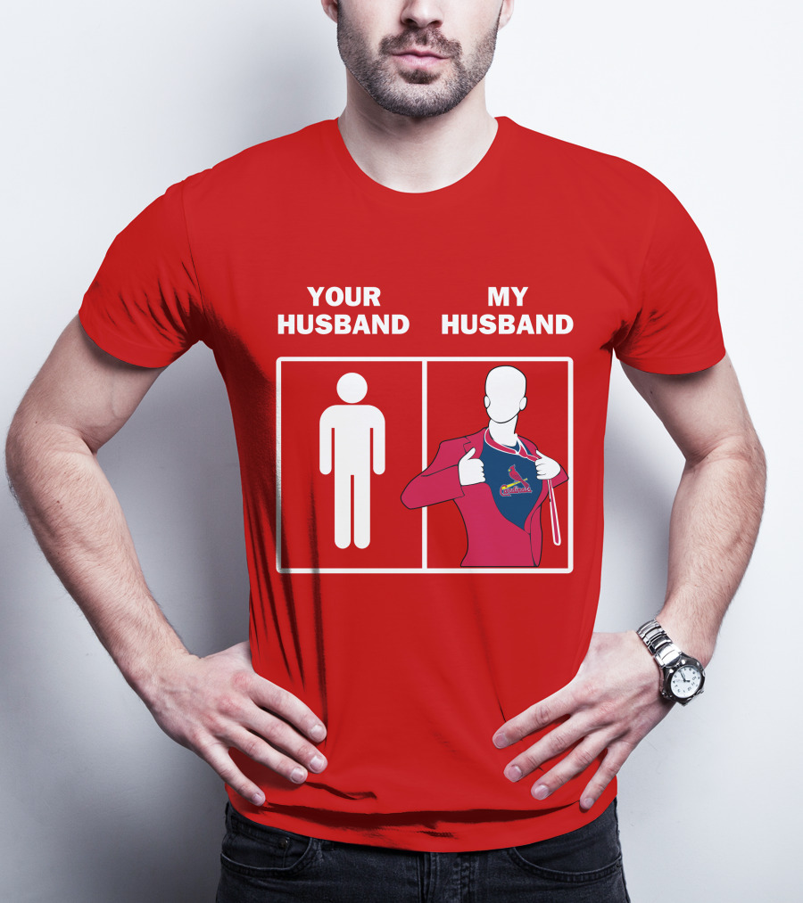 Your Husband My Husband St Louis Cardinals Fan Logo Superman T-Shirt