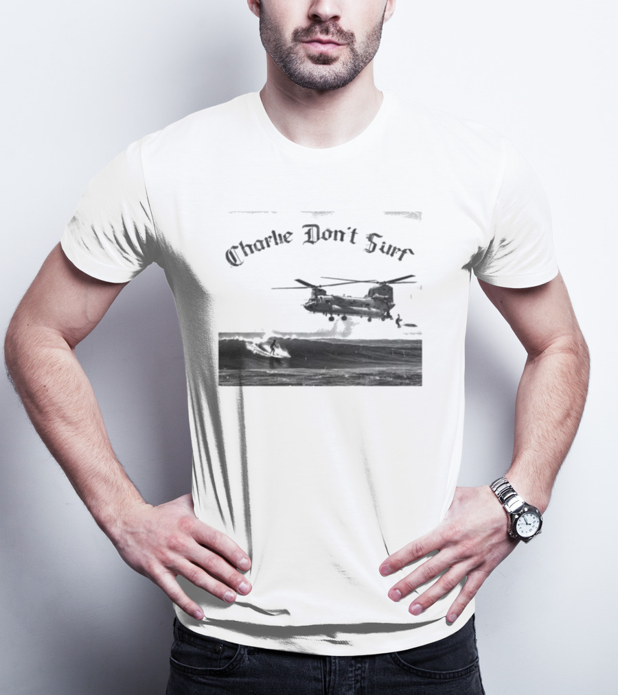 Charlie Don’t Surf Military Helicopter Waves T-Shirt