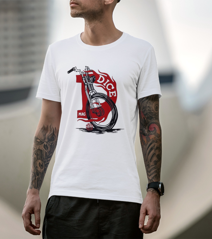 Dice Magazine Skud Arts Motorcycle Flame T-Shirt