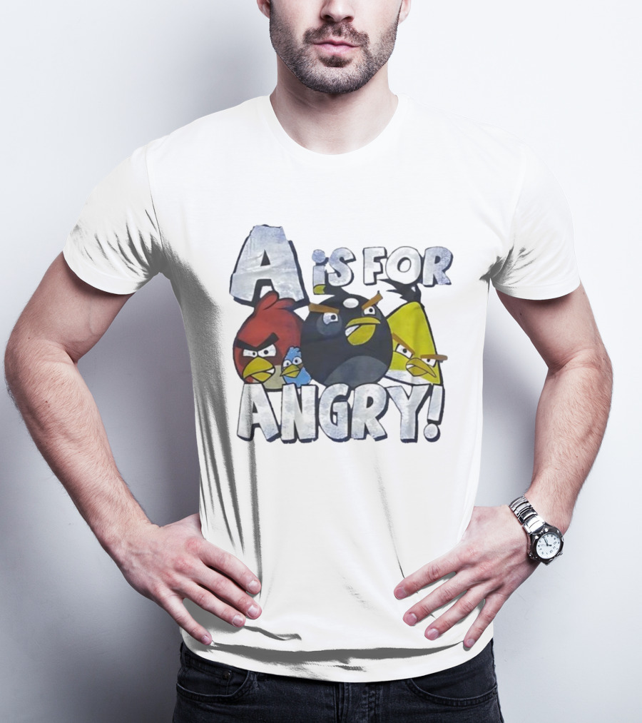 A Is For Angry Birds Characters Text Design T-Shirt