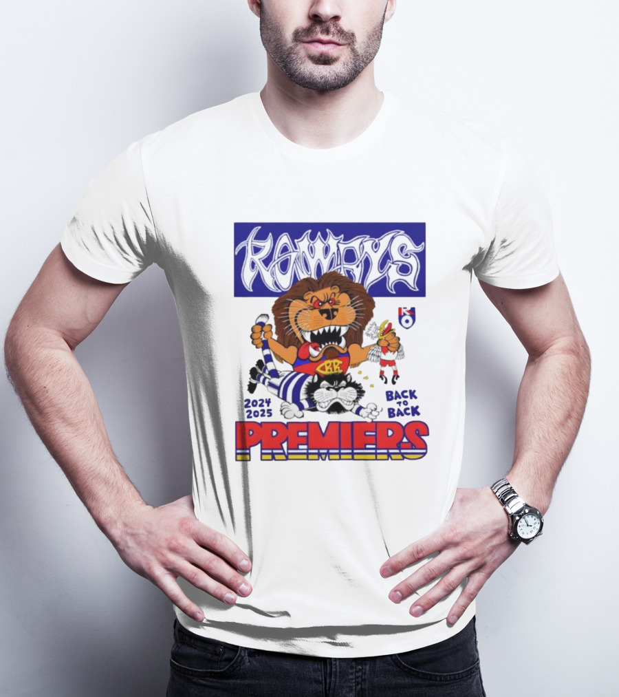 Brisbane Lions Rowdy Premiers 2024 2025 Back To Back T-Shirt