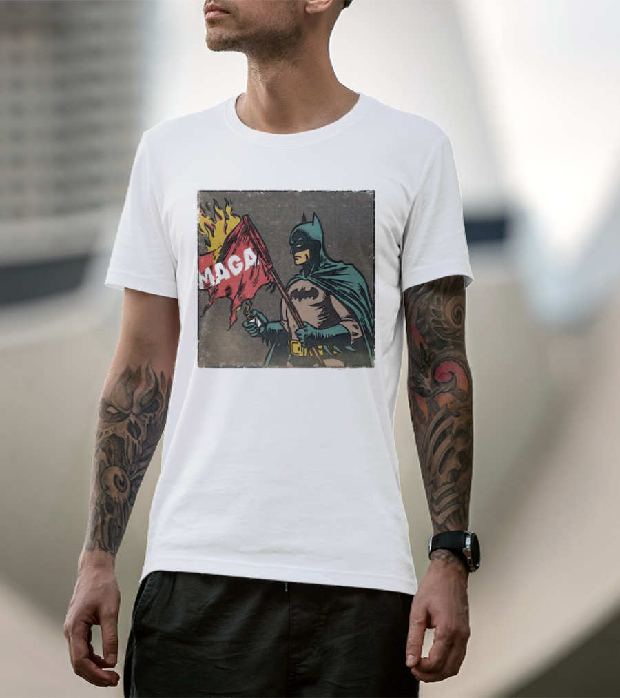"Cult Of The Batman Holding Burning MAGA Flag" T-Shirt