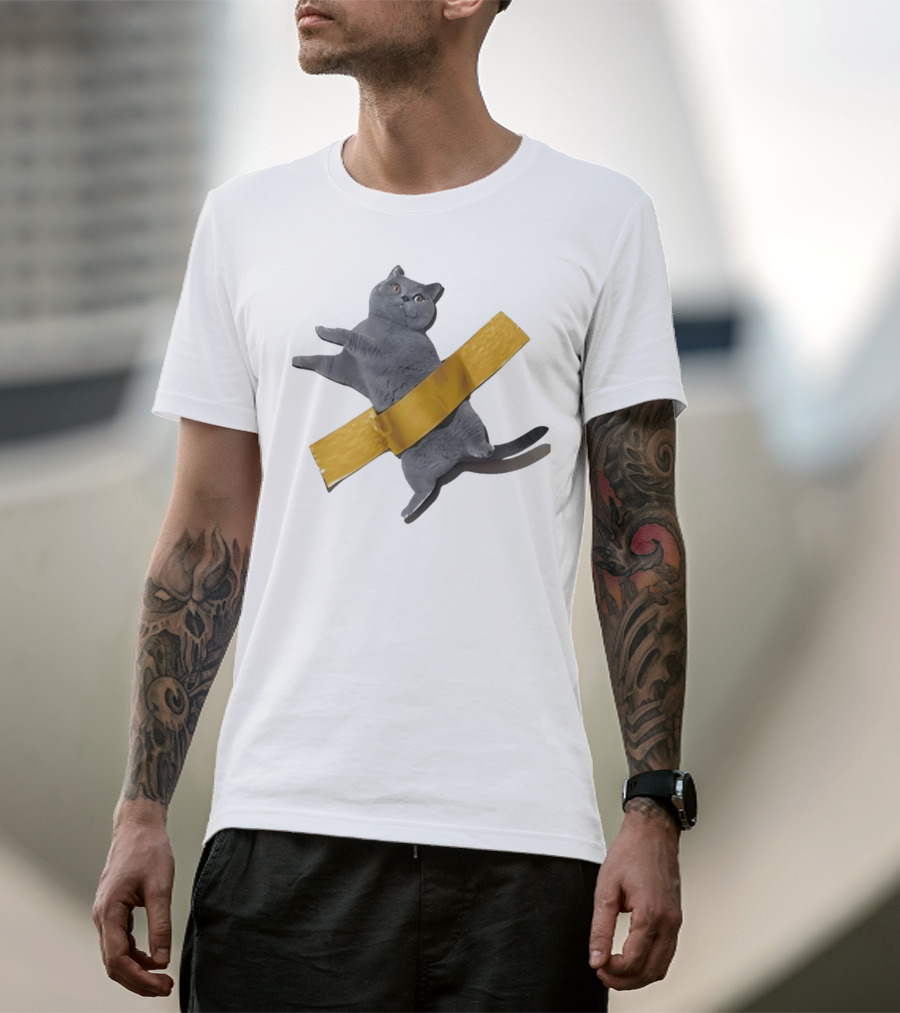 Tape Cat Joke Humor Duct Tape Gag T-Shirt