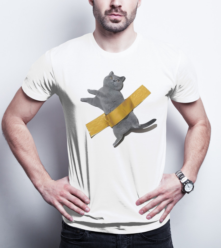 Tape Cat Joke Humor Duct Tape Gag T-Shirt