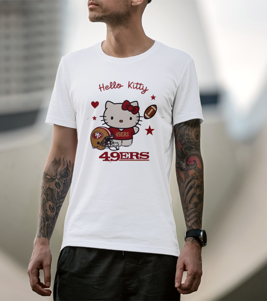Hello Kitty 49ers Collaboration San Francisco Football Helmet T-Shirt