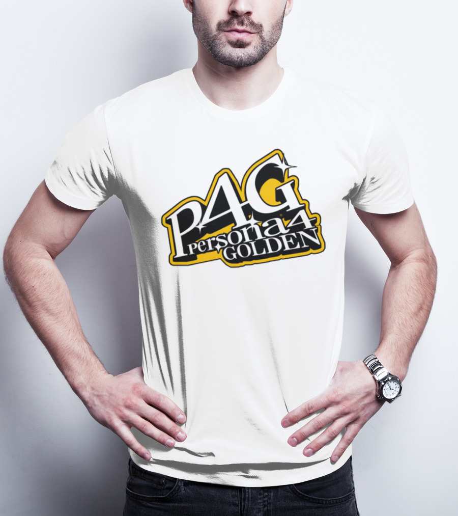 Persona 4 Golden Atlus P4G Yellow Black Text T-Shirt