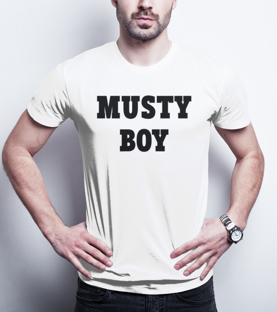 Musty Boy Fun Doodle Typography Hand-Drawn Sketch Style T-Shirt