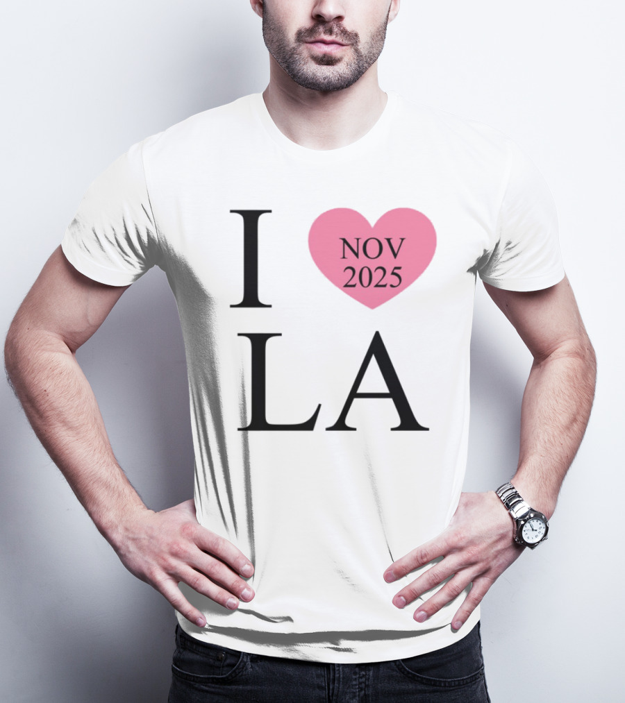 I Love LA Nov 2025 Heart Pink T-Shirt