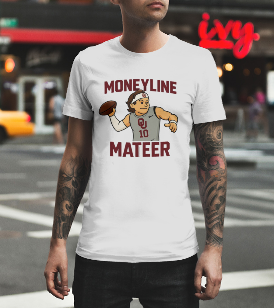 Moneyline Mateer OU Football Throwing Action T-Shirt