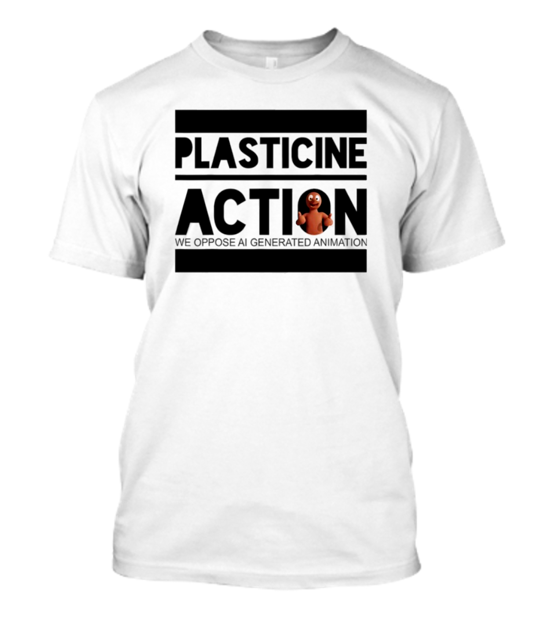 Plasticine Action We Oppose AI Generated Animation Claymation Thumbs Up T-Shirt