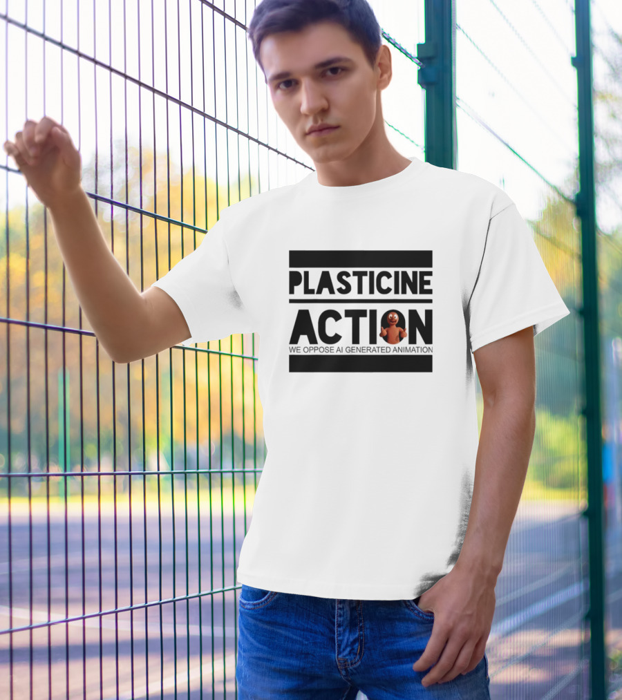 Plasticine Action We Oppose AI Generated Animation Claymation Thumbs Up T-Shirt