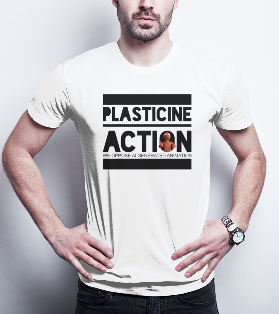 Plasticine Action We Oppose AI Generated Animation Claymation Thumbs Up T-Shirt