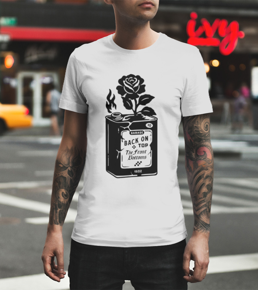 Back On Top The Front Bottoms Lighter-Inspired Art With Rose Motif T-Shirt