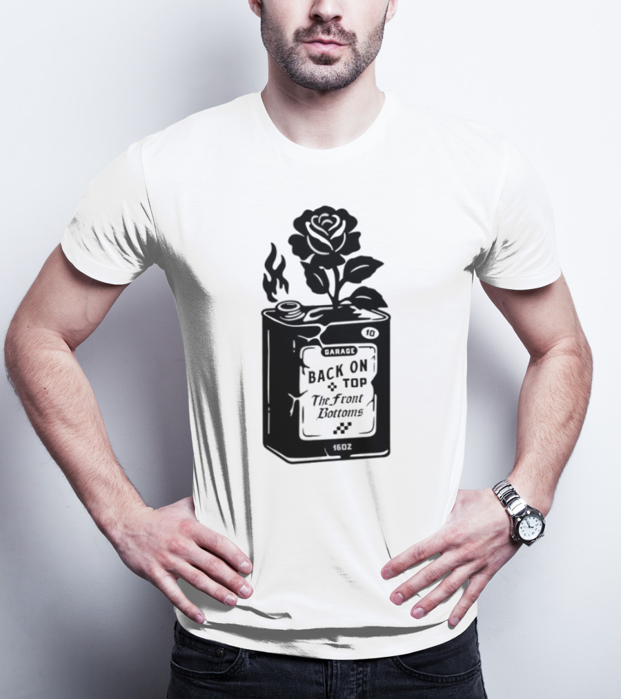 Back On Top The Front Bottoms Lighter-Inspired Art With Rose Motif T-Shirt