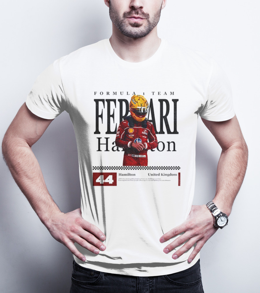 Ferrari Hamilton Red Racing Suit 44 UK Formula 1 Team T-Shirt