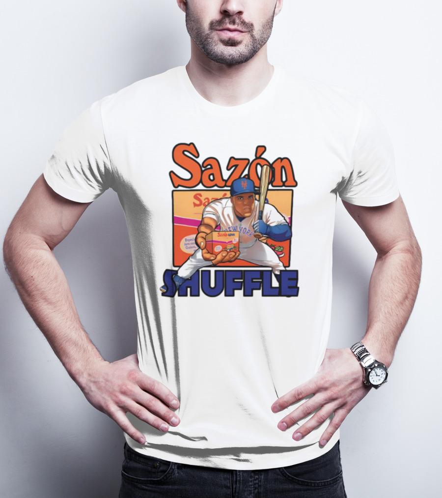 New York Sazón Goya Baseball Player Shuffle T-Shirt