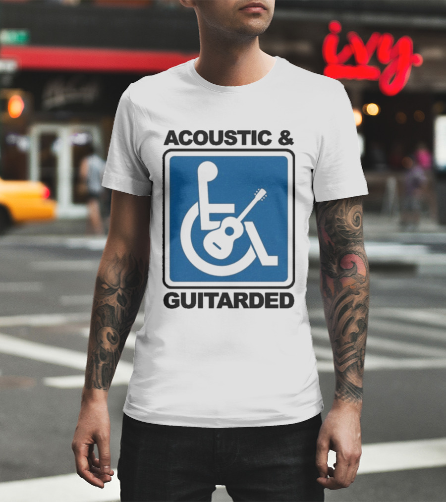 Acoustic And Guitarded Wheelchair Symbol Guitar Icon T-Shirt
