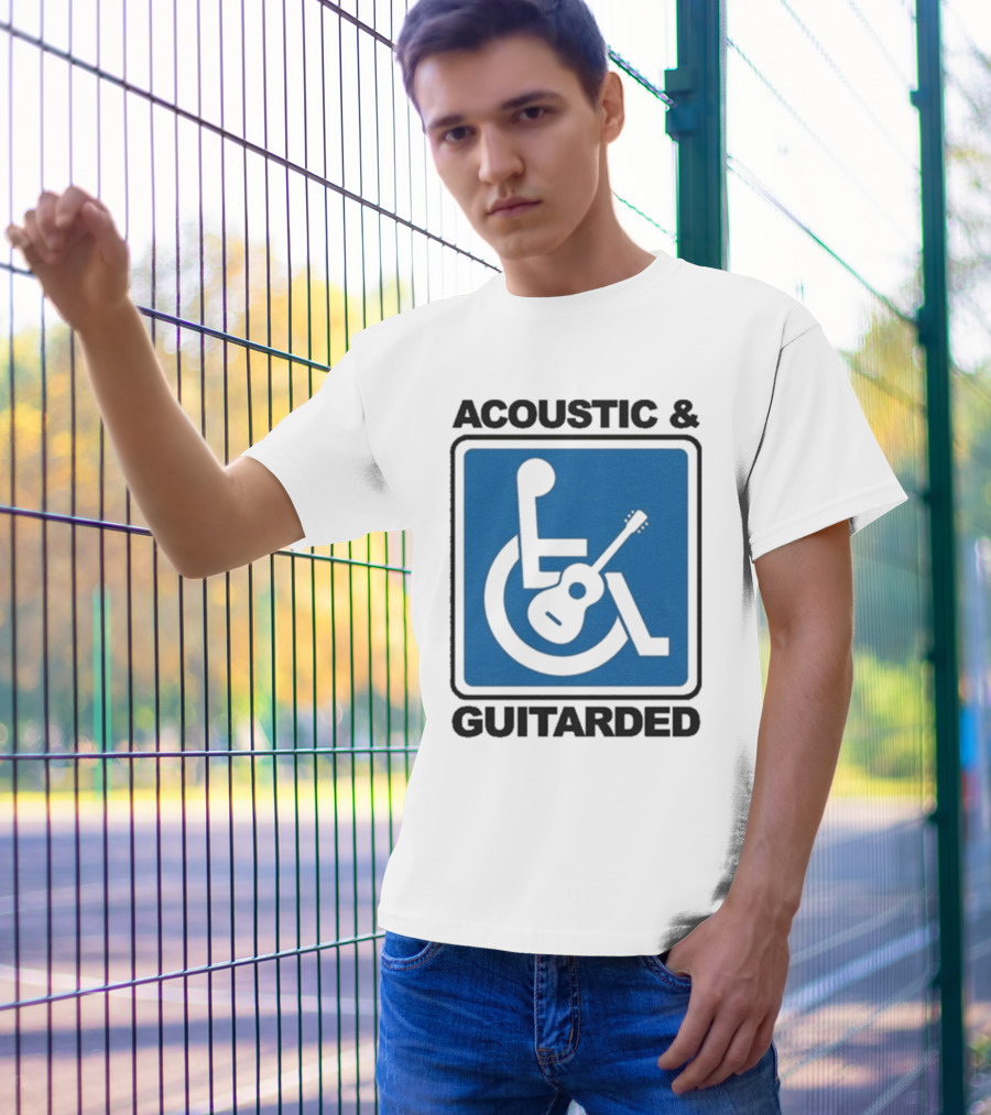 Acoustic And Guitarded Wheelchair Symbol Guitar Icon T-Shirt