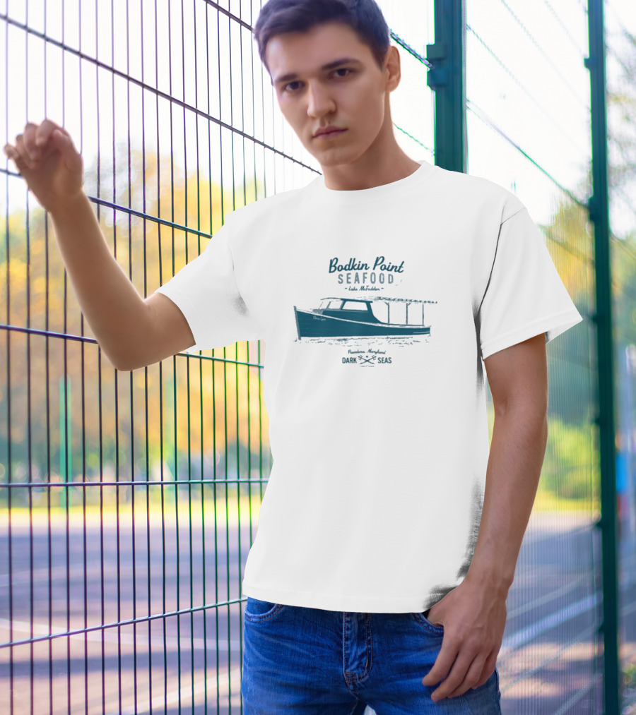 Dark Seas Bodkin Point Seafood Luke McFadden Annapolis Maryland Boat T-Shirt