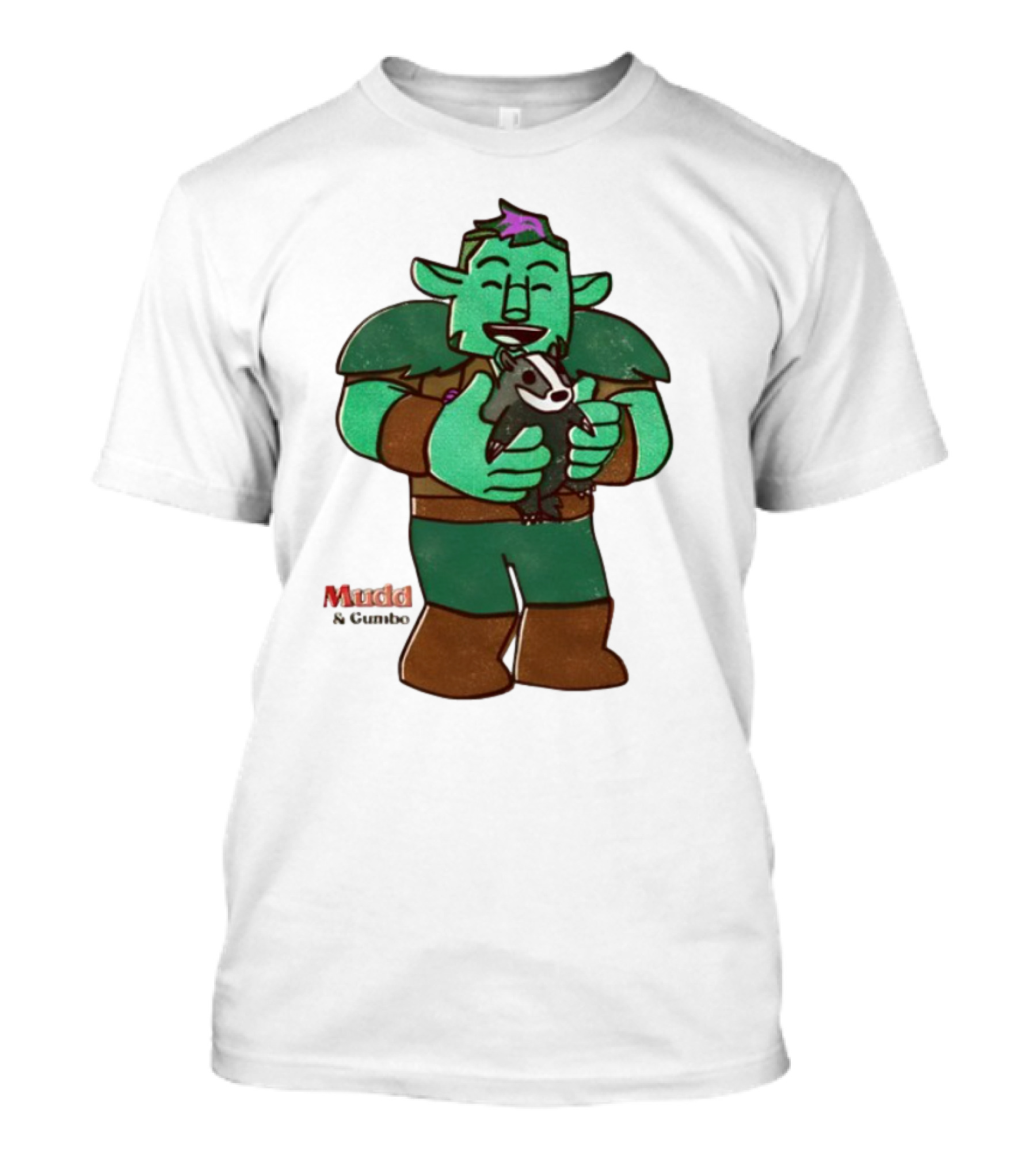 Mudd & Omino Goblin Character Embracing Pet Badger T-Shirt