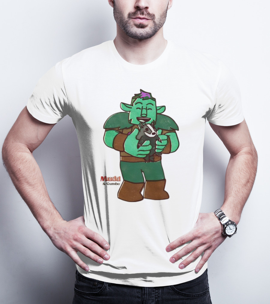 Mudd & Omino Goblin Character Embracing Pet Badger T-Shirt
